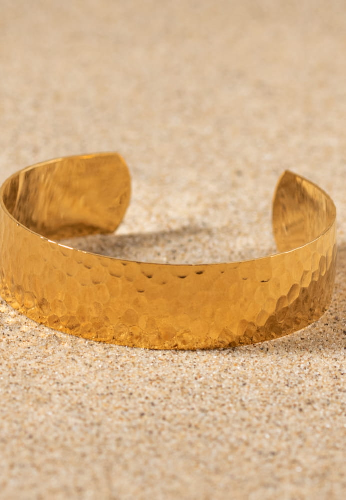 Bracelet jonc doré : Galuchat - Retour de plage
