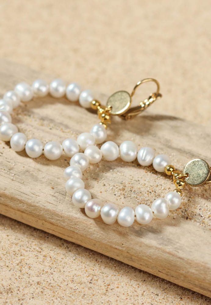 Boucles d'oreilles Katell en perles de rivière - Retour de plage